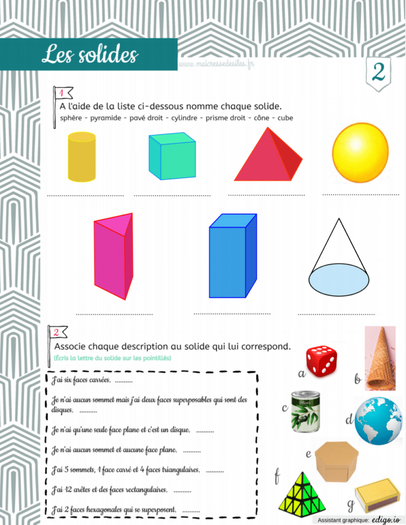 Géométrie : Fiches activités sur les solides - Mathématiques CE2, CM1 ...