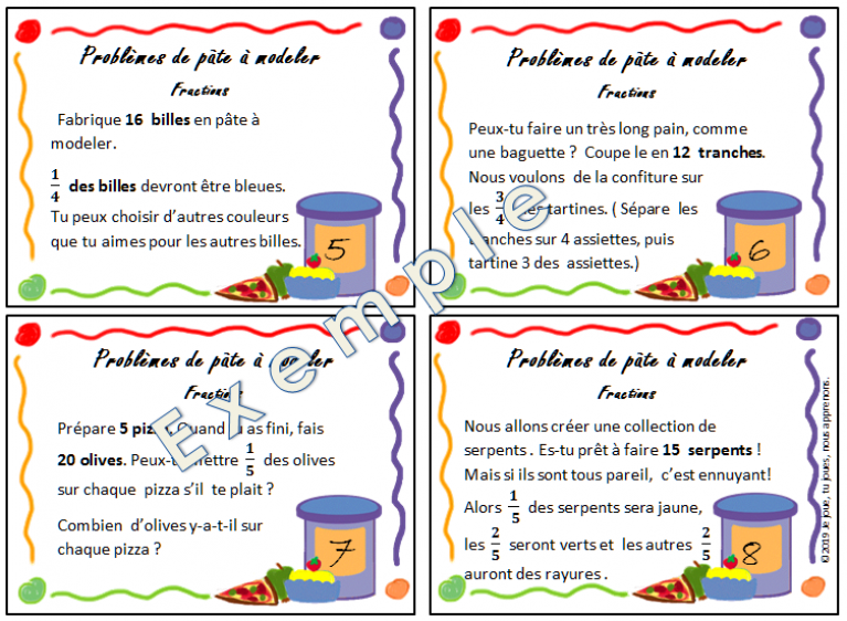 Problèmes de pâte a modeler , ensemble de 4 activités - Mathématiques ...