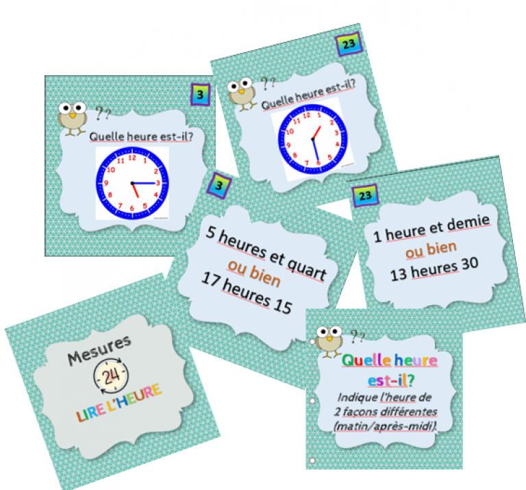 Cartes à tâches lire l'heure niveau 1 - CE1, CE2, CM1 - La Salle des ...