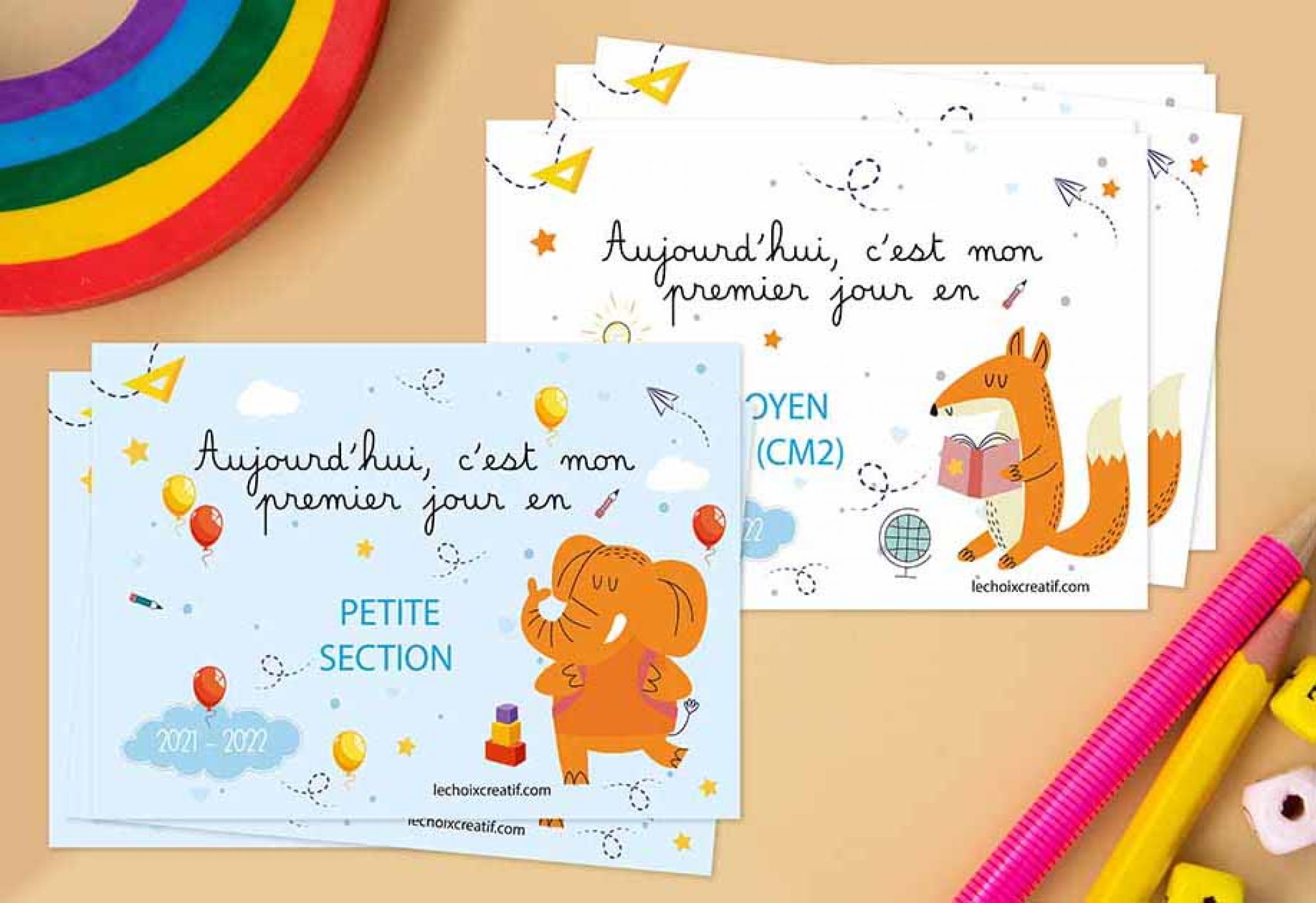 Affiches maternelle et primaire : "mon premier jour à l’école en ..." - CE1, CE2, CM1, CM2, CP ...