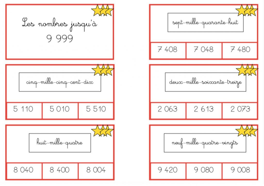Les nombres jusqu'à 9 999 - 201 cartes à pinces AVEC ou SANS FOND ...