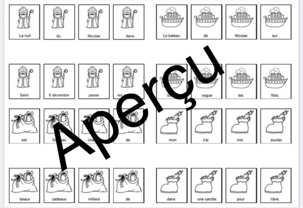 exercices : phrase Saint Nicolas + vocabulaire + mémory - Jeux, Lecture ...