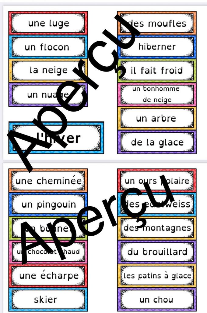 mur de mots hiver + référentiel enfant à créer - Lecture, Production ...