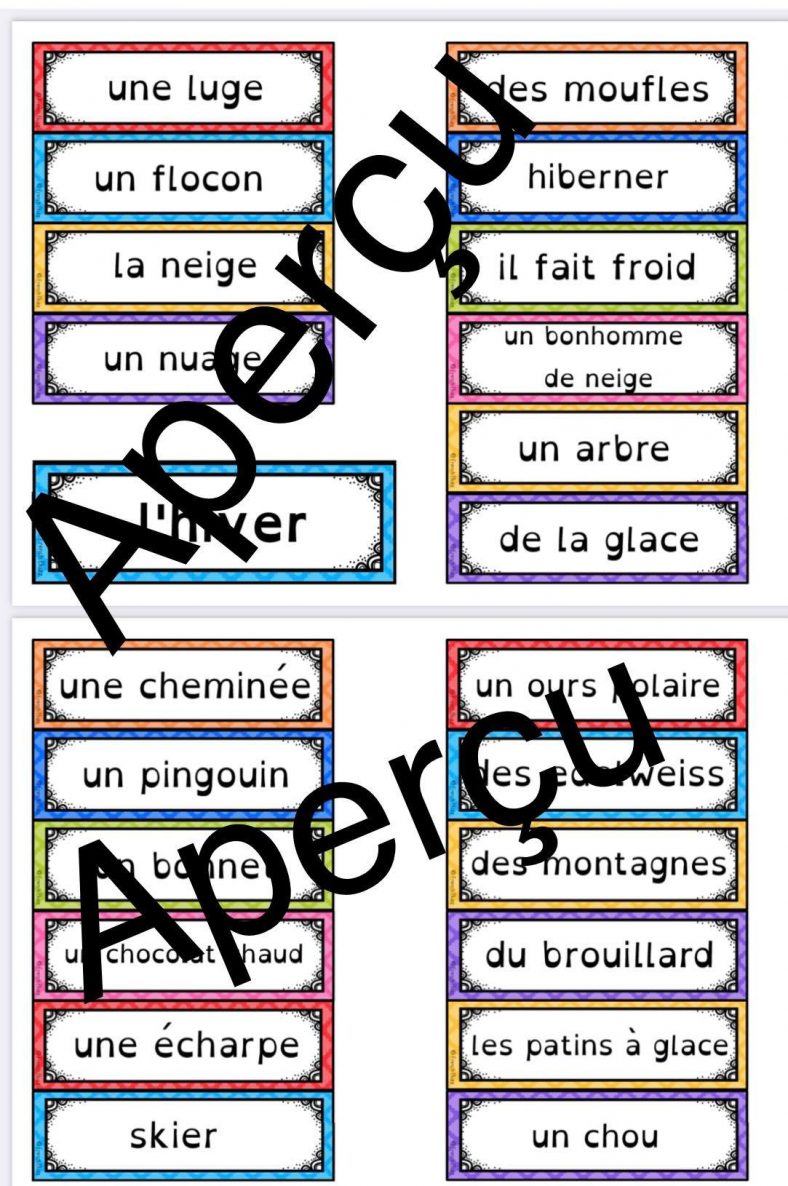 mur de mots hiver + référentiel enfant à créer - Lecture, Production ...