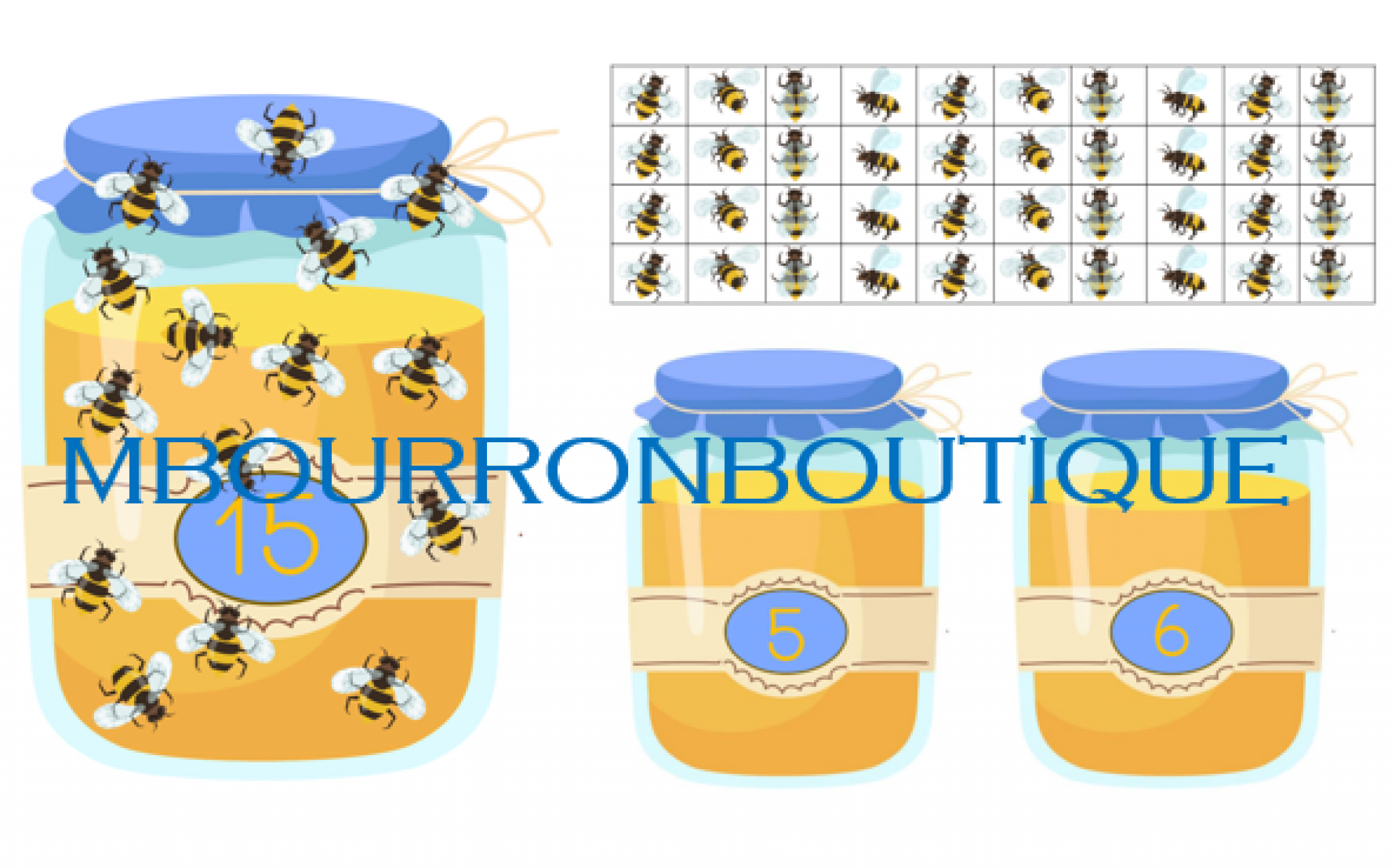 Compte les abeilles sur les pots de miel - Grande Section, Maternelle ...