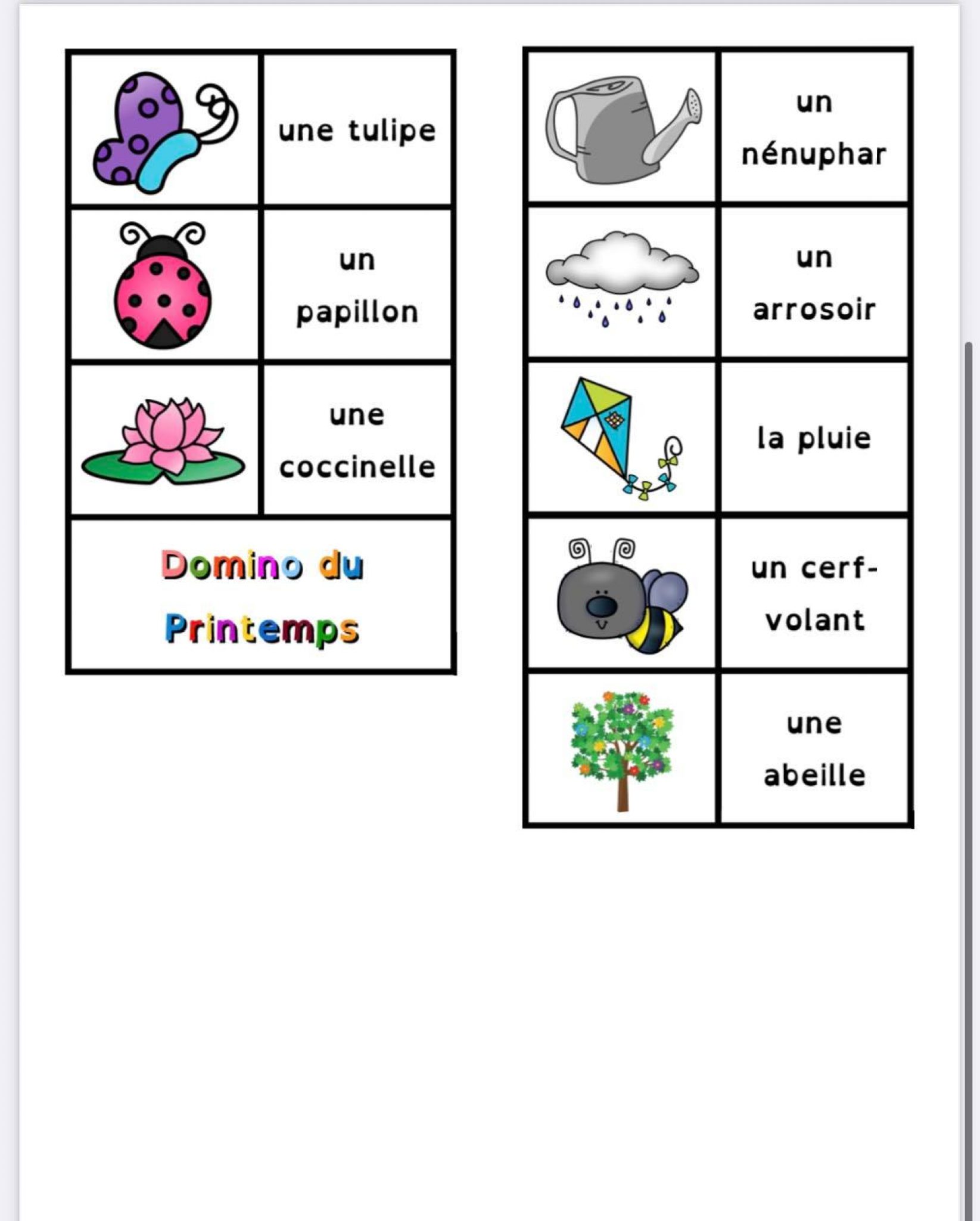 jeux sur le printemps - Jeux, Lecture CE1, CP - La Salle des Maitres