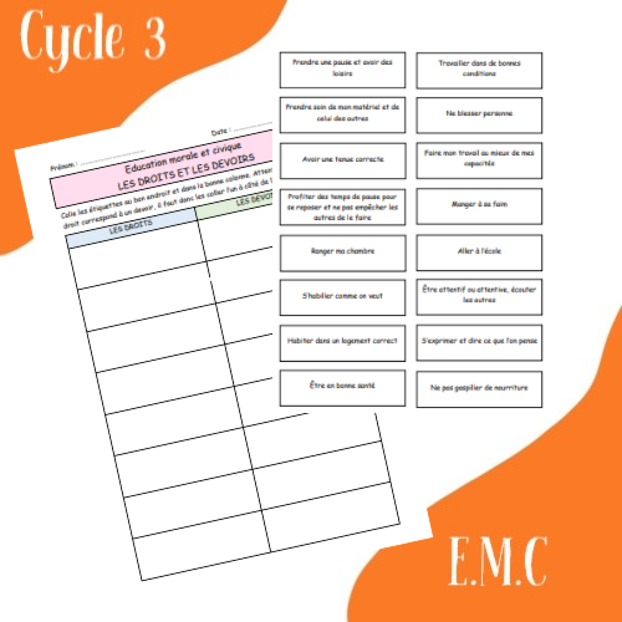 Associer les droits et les devoirs - EMC CM1, CM2 - La Salle des Maitres