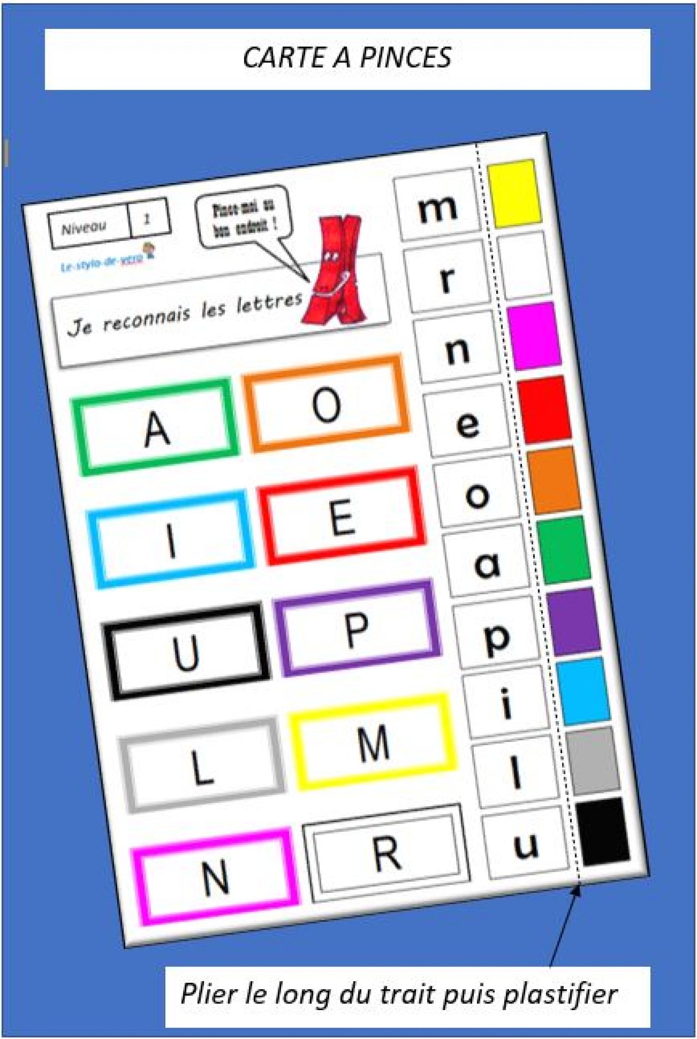 Cartes à pinces - reconnaissance des lettres - Autonomie, Lecture CP ...