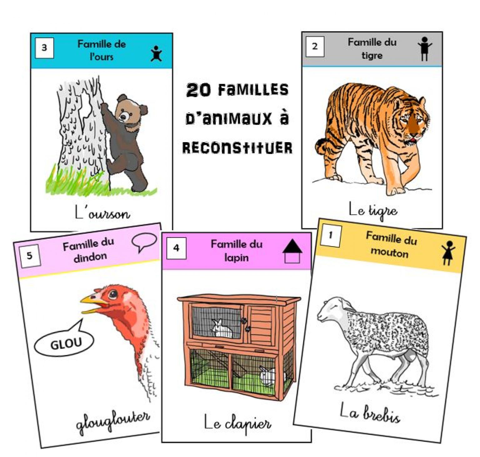 Jeu des familles d'animaux - CE1, CP, Grande Section, Moyenne Section ...