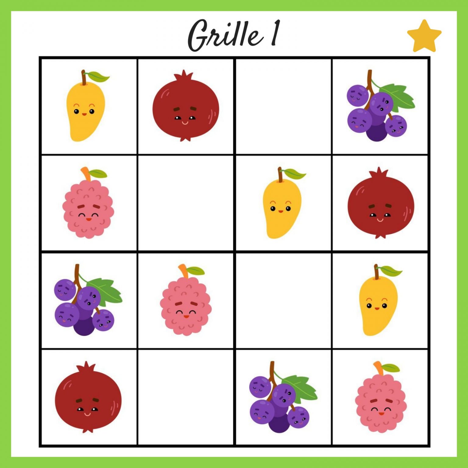 Sudoku enfants - fruits et légumes - Découverte du Monde, Mathématiques ...