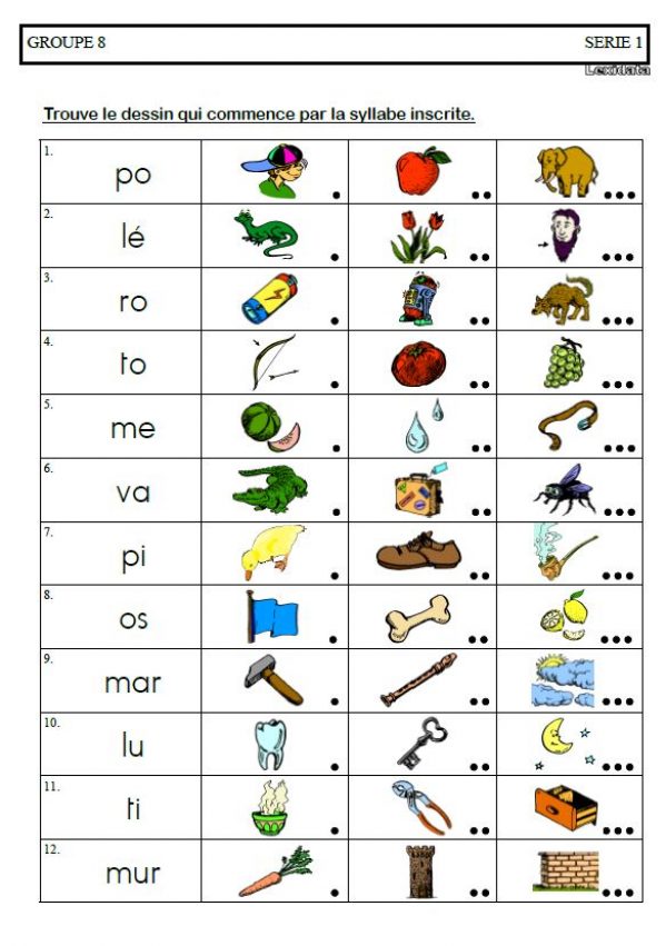 fiche lexidata Lecture de syllabes - CP, Grande Section - La Salle des ...