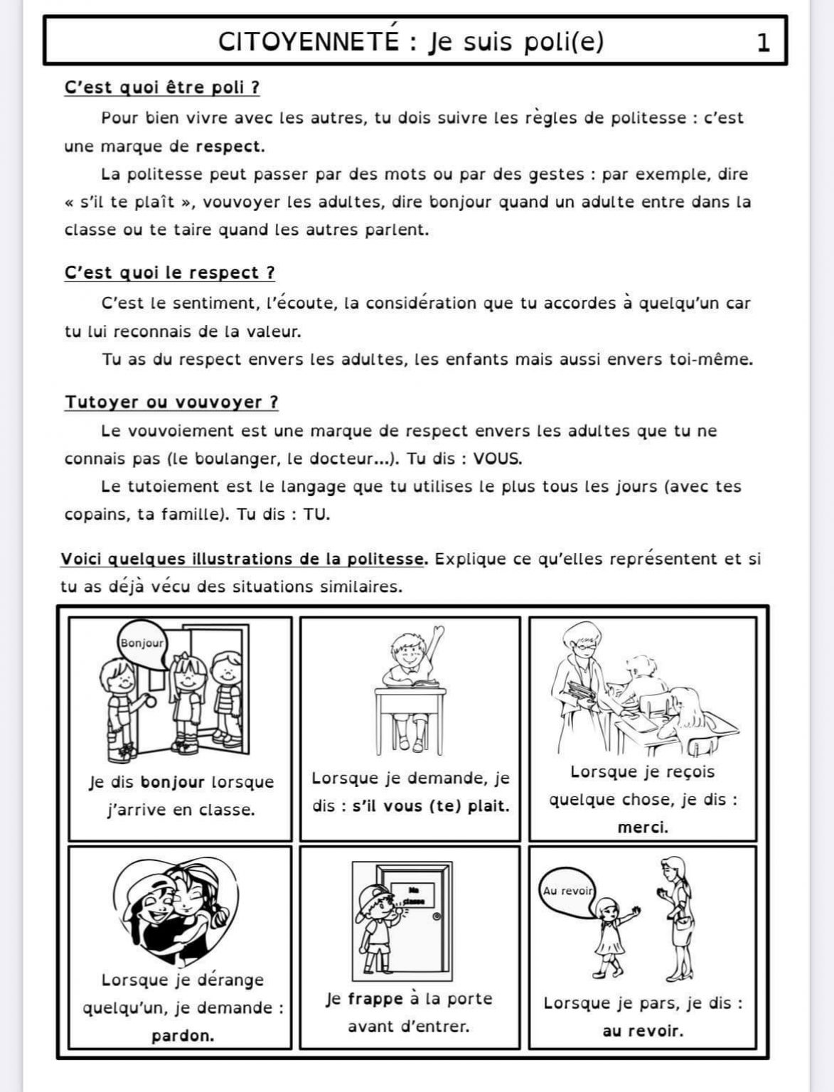 Activité citoyenneté : la politesse - Lecture CE1, CE2, CP - La Salle ...
