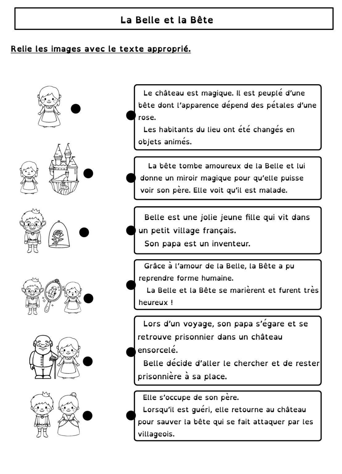 Activité sur la Belle et la Bête - Lecture CE1, CP, Divers - La Salle ...