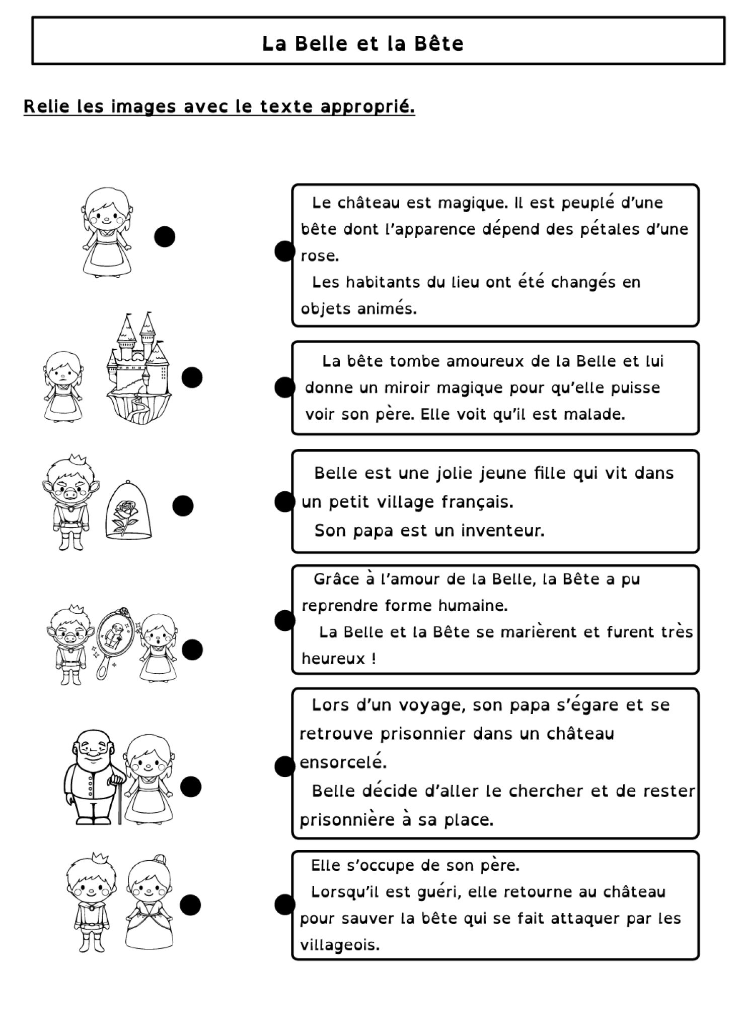 Activité sur la Belle et la Bête - Lecture CE1, CP, Divers - La Salle ...