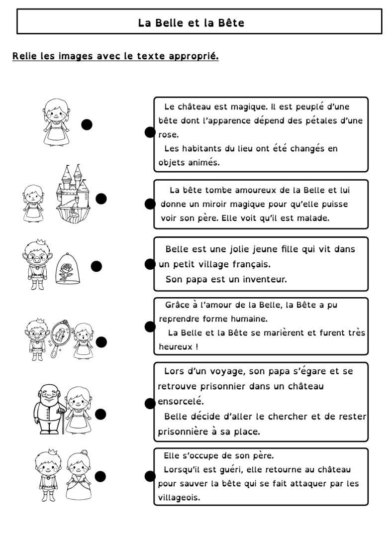 Activité sur la Belle et la Bête - Lecture CE1, CP, Divers - La Salle ...