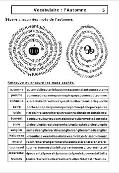 Mur de mots + exercices de vocabulaire AUTOMNE - Lecture CE1, CP - La ...