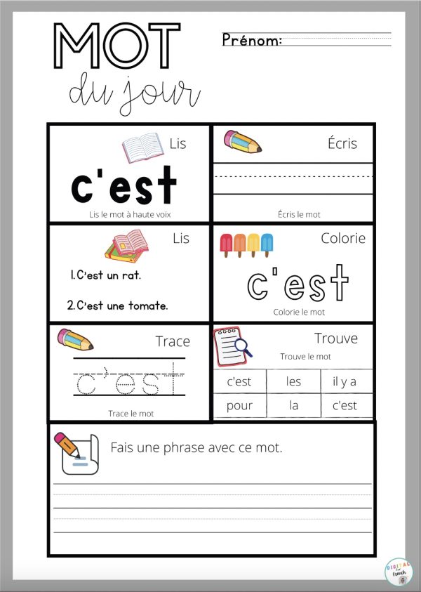 Mots fréquents ou Mots outils SÉRIE 1 - Ecriture, Etude de la Langue ...