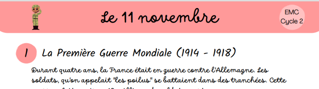 Séance sur l'Armistice 11 novembre (cycle 2 - cycle 3) - EMC, Histoire CE1, CE2, CM1, CM2, CP ...