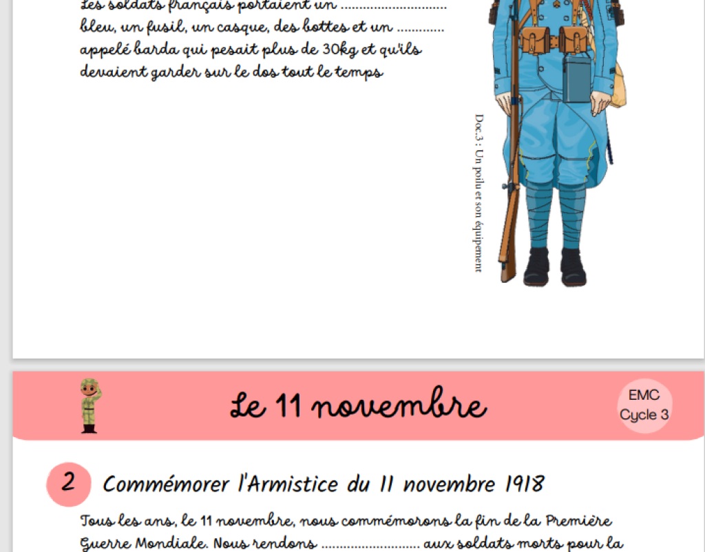 Séance sur l'Armistice 11 novembre (cycle 2 - cycle 3) - EMC, Histoire ...