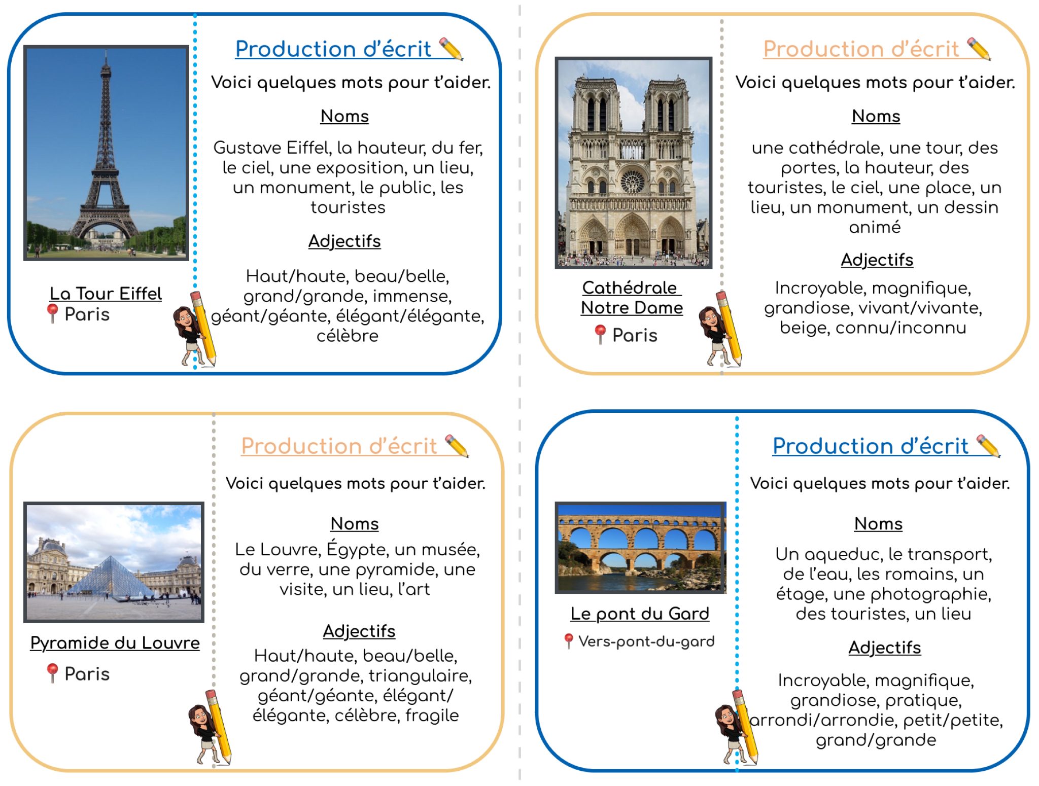 Les monuments français : supports pour production d’écrit - Ecriture ...