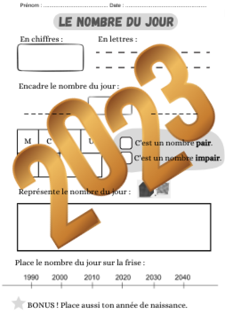 Le nombre du jour est 2023 ! Rituel mathématiques pour la nouvelle ...