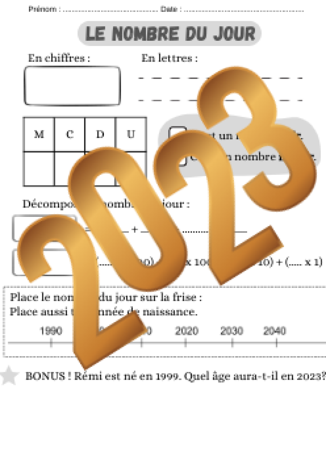 Le nombre du jour est 2023 ! Rituel mathématiques pour la nouvelle ...