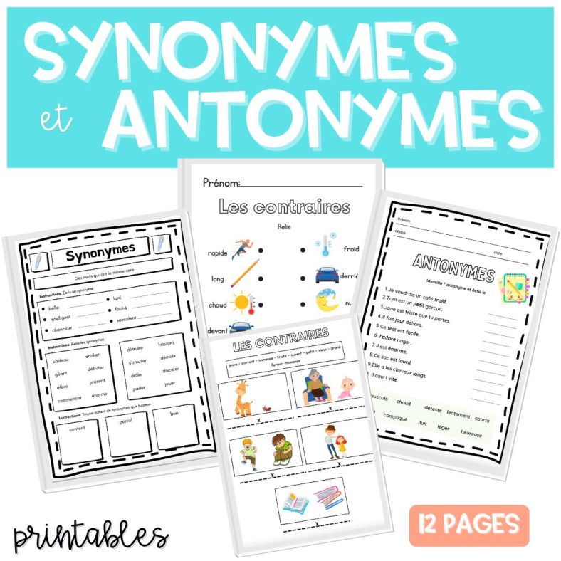 Antonymes Contraires Synonymes LIVRET ACTIVITÉS - Etude de la Langue ...