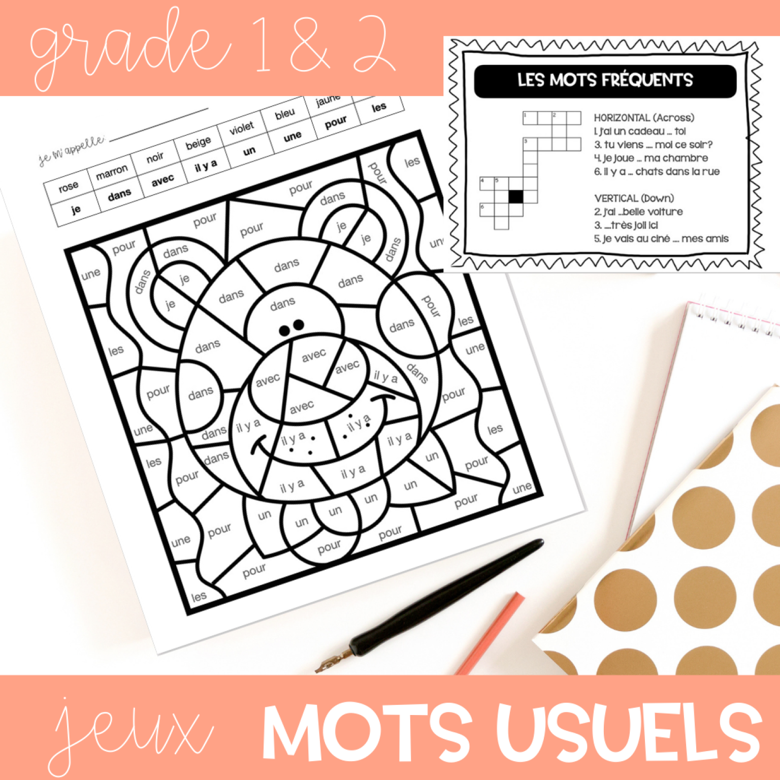 MOTS FRÉQUENTS ou MOTS OUTILS Coloriage par Code - Divers - La Salle ...