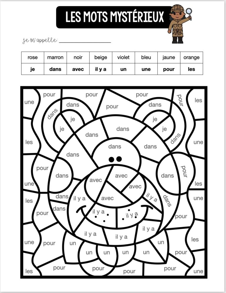 MOTS FRÉQUENTS ou MOTS OUTILS Coloriage par Code - Divers - La Salle ...