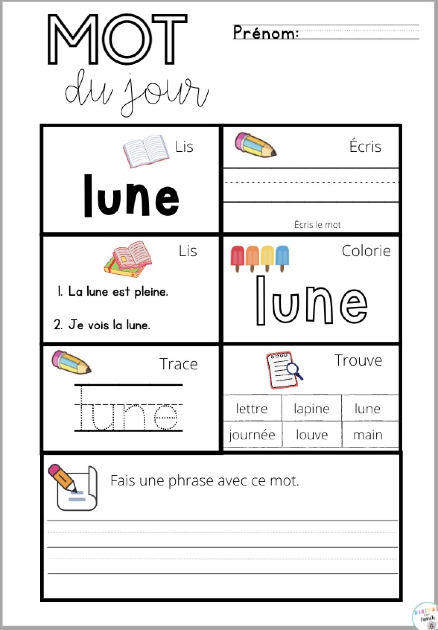 Mots fréquents ou Mots Outils SÉRIE 3 - Autonomie, Ecriture, Lecture ...