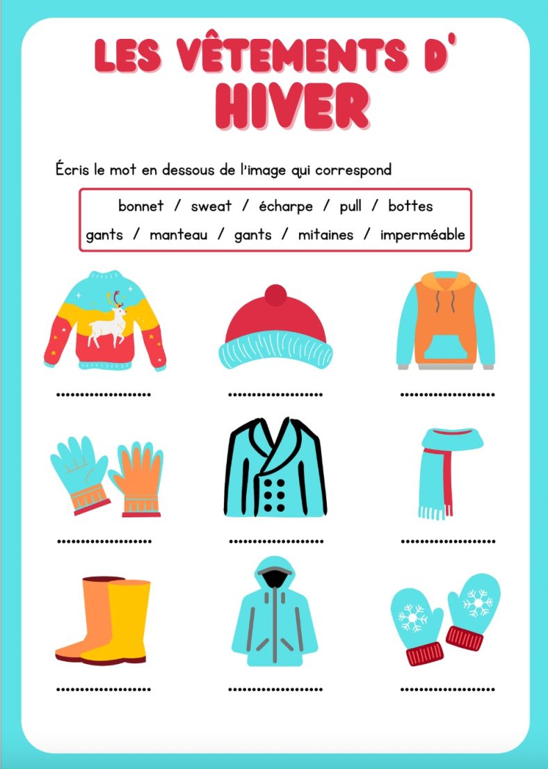 Vêtements de l' Hiver - Etude de la Langue, Production écrite CE1, CE2 ...