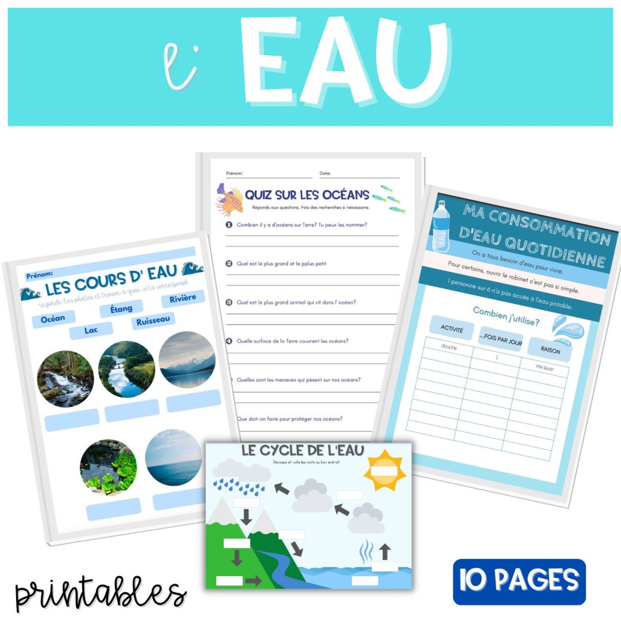 Ensemble d' activités sur L' EAU - Découverte du Monde, Mathématiques, Sciences CE1, CE2, CM1 ...