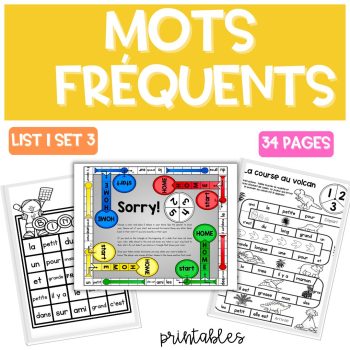 Mots fréquents ou Mots Outils LISTE 1 SET 3 - Ecriture, Lecture ...