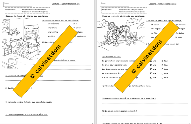 Fiches de lecture compréhension cycle 2 (CP-CE1) - Etude de la Langue ...