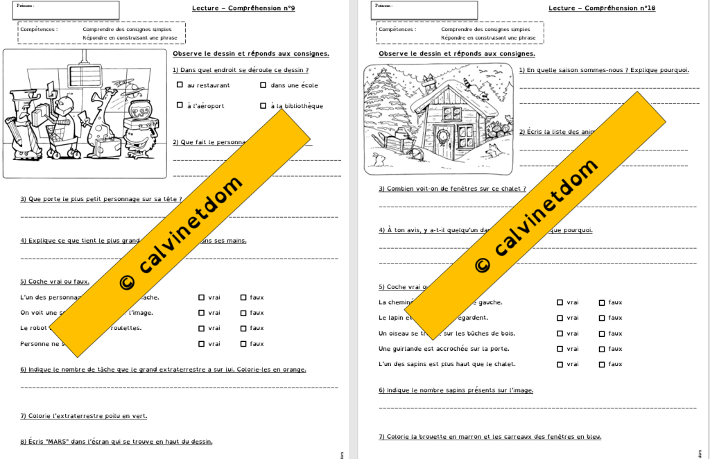 Fiches de lecture compréhension cycle 2 (CP-CE1) - Etude de la Langue, Lecture CE1, CE2, CP ...