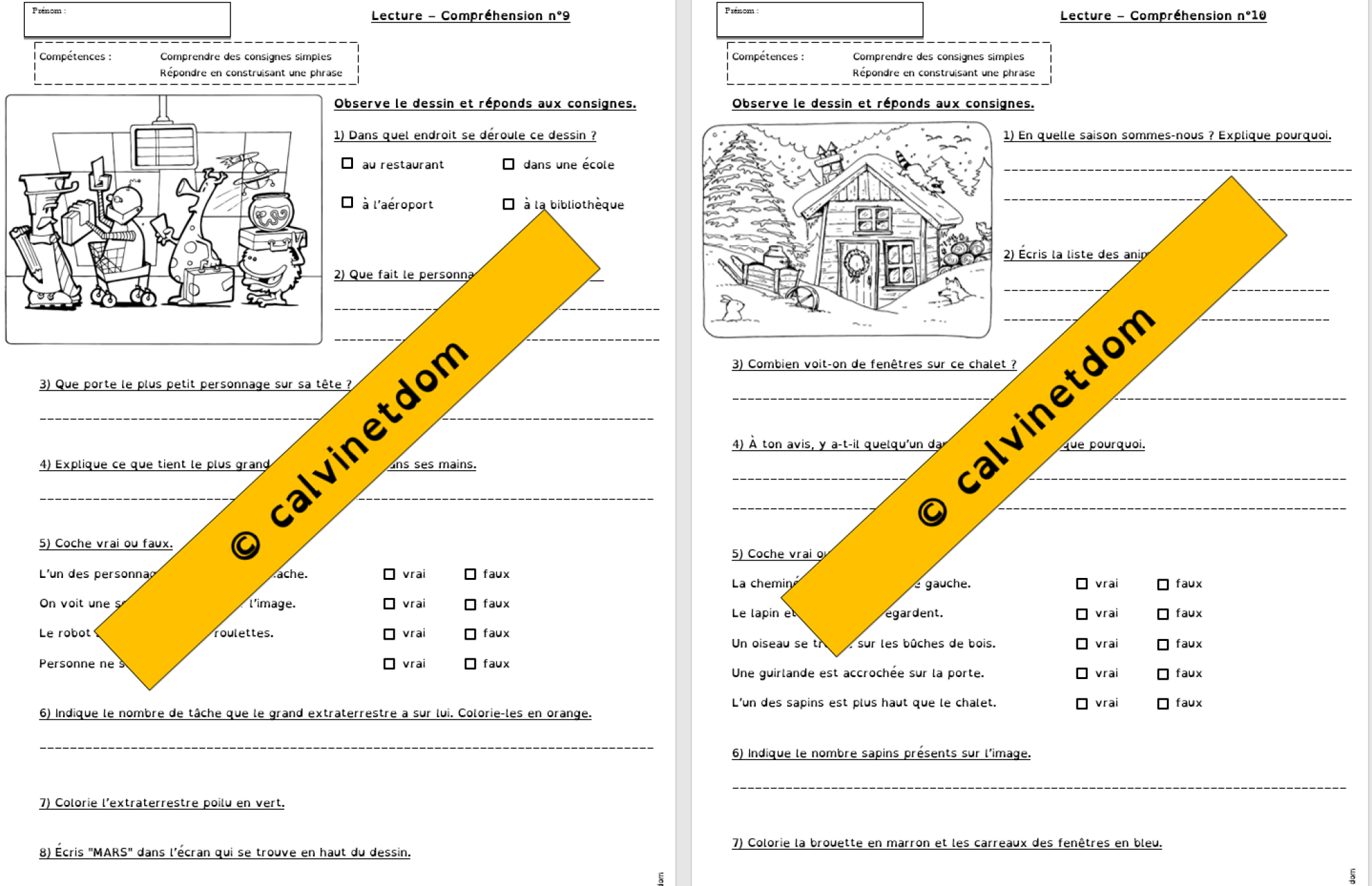 Fiches de lecture compréhension cycle 2 (CP-CE1) - Etude de la Langue ...
