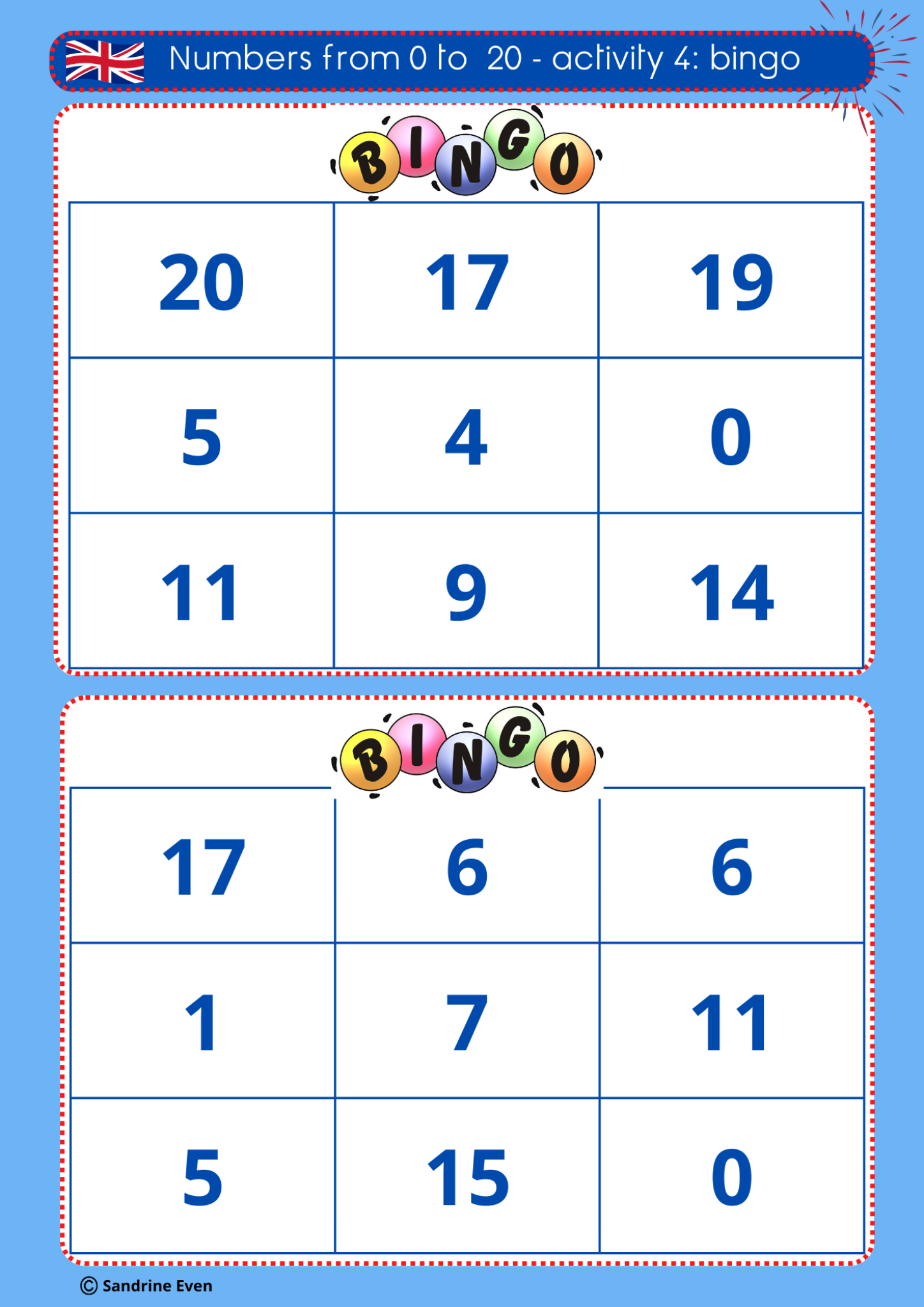 Séquence complète: Numbers 0-20 in English - les nombres en anglais (0 ...