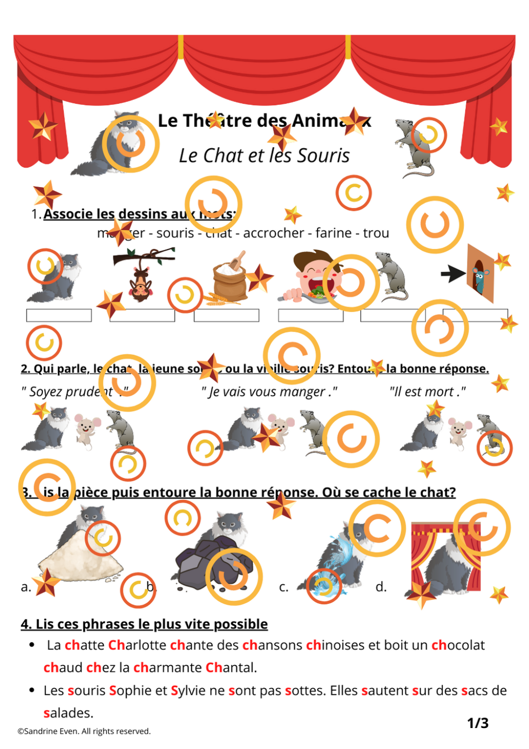 Le Théâtre des Animaux : Le Chat et les Souris - Lecture CE2, CM1, CM2 ...