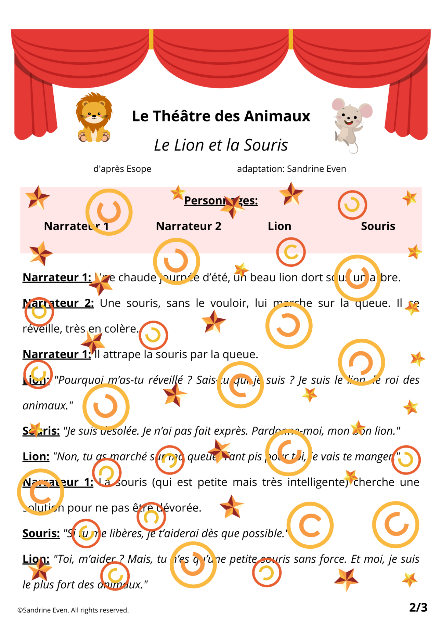 Le Théâtre des Animaux : Le Lion et la Souris - CE2, CM1, CM2 - La ...