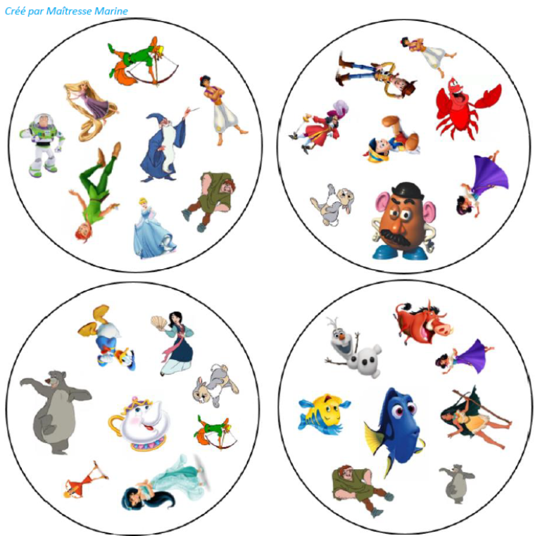 Jeu de Dobble Disney - CE1, CE2, CM1, CM2, CP, Grande Section - La Salle des Maitres