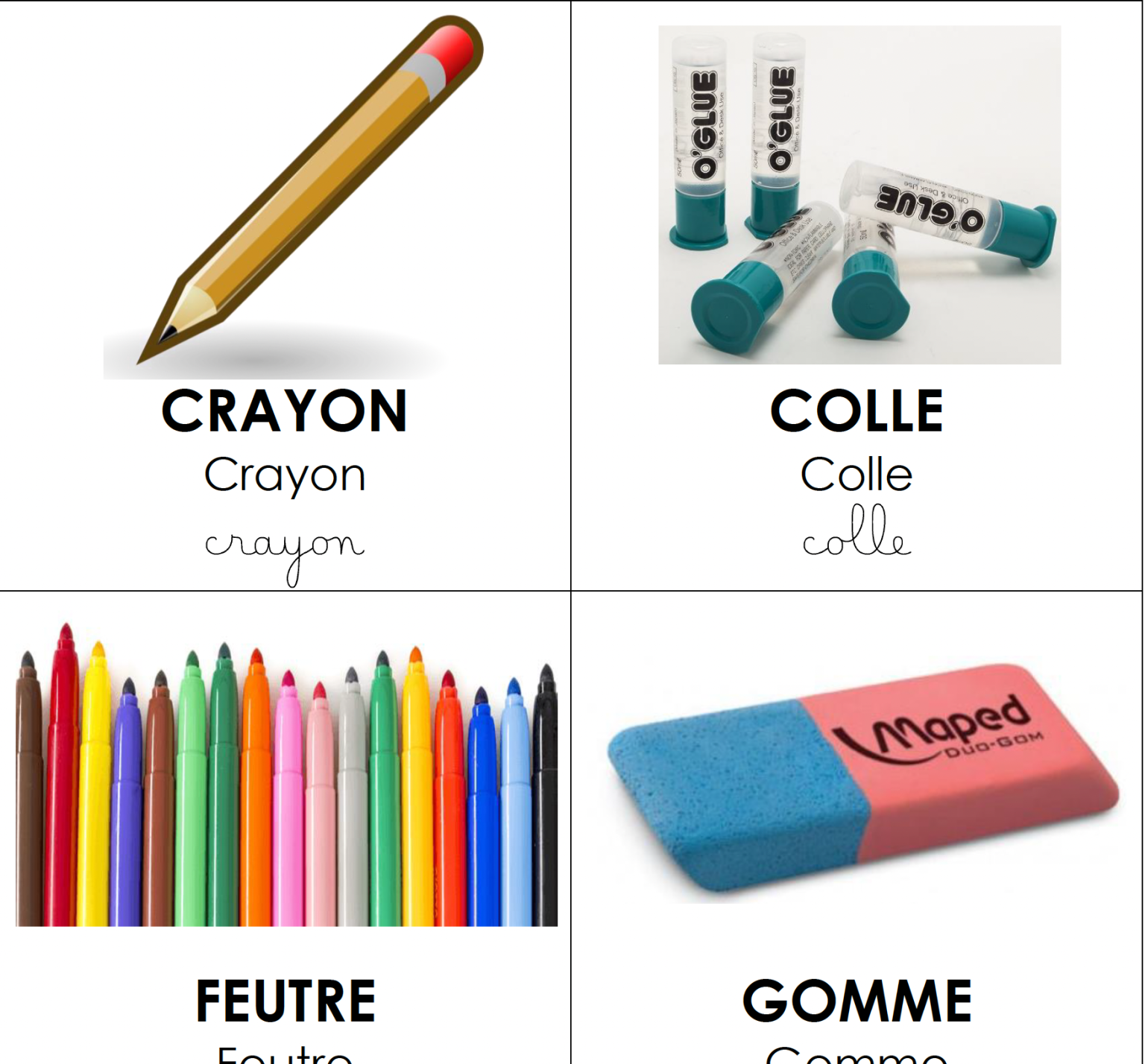 Cartes vocabulaire - Maternelle - Thème école - Etude de la Langue ...