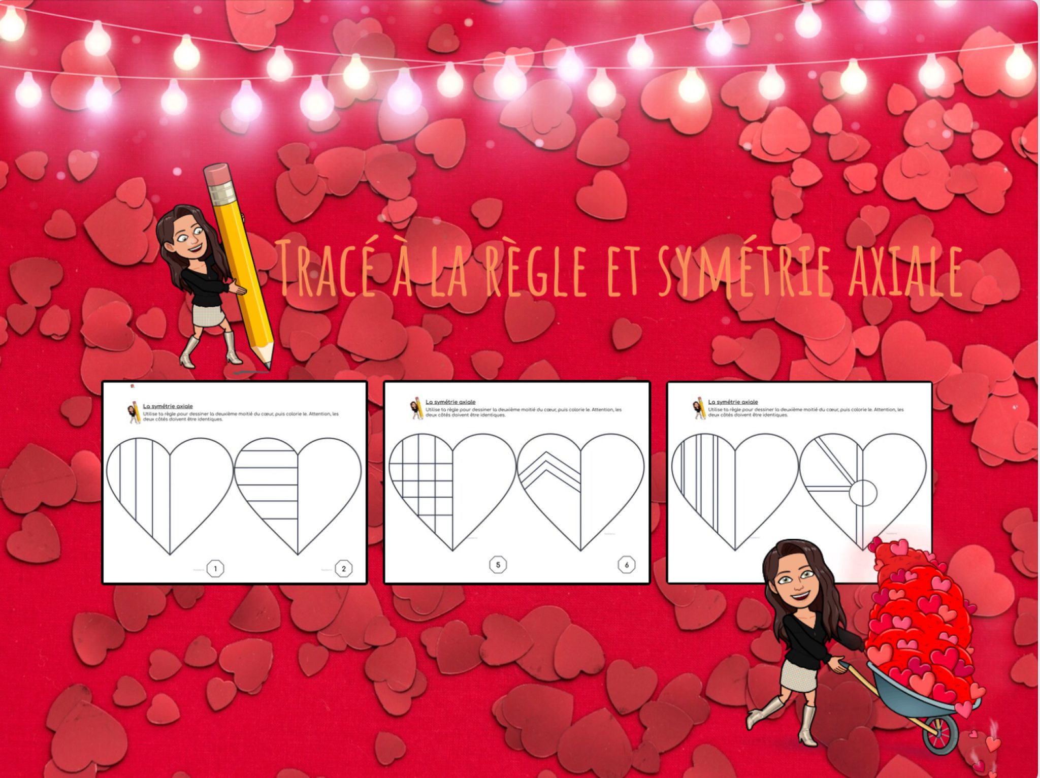 Symétrie axiale : coeurs - Mathématiques CE2, CM1, CM2 - La Salle des ...