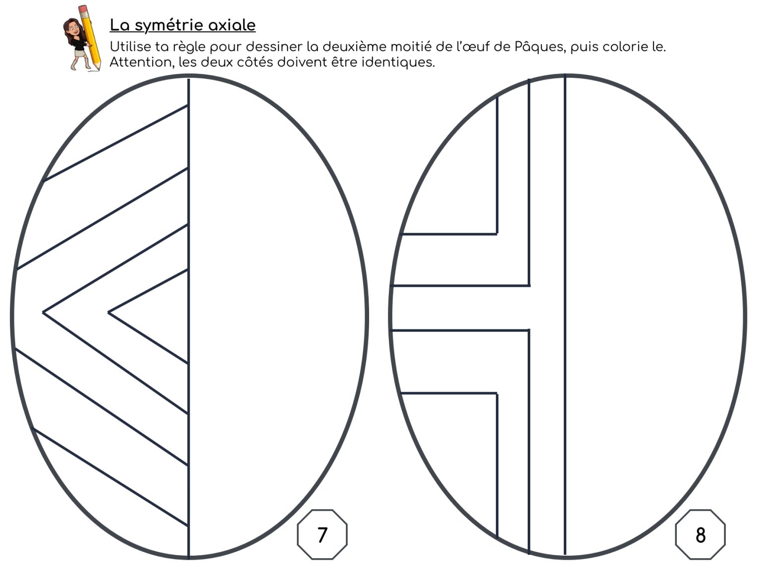 Symétrie axiale : les œufs de Pâques - Mathématiques CE2, CM1, CM2 - La ...