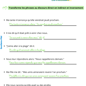 Leçon + entrainement Discours Rapporté (direct et indirect) - CM1, CM2 ...