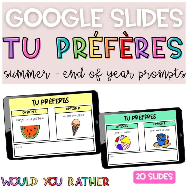 Tu préfères | Discussion Orale | Été Fin d'année GOOGLE SLIDES - Etude ...