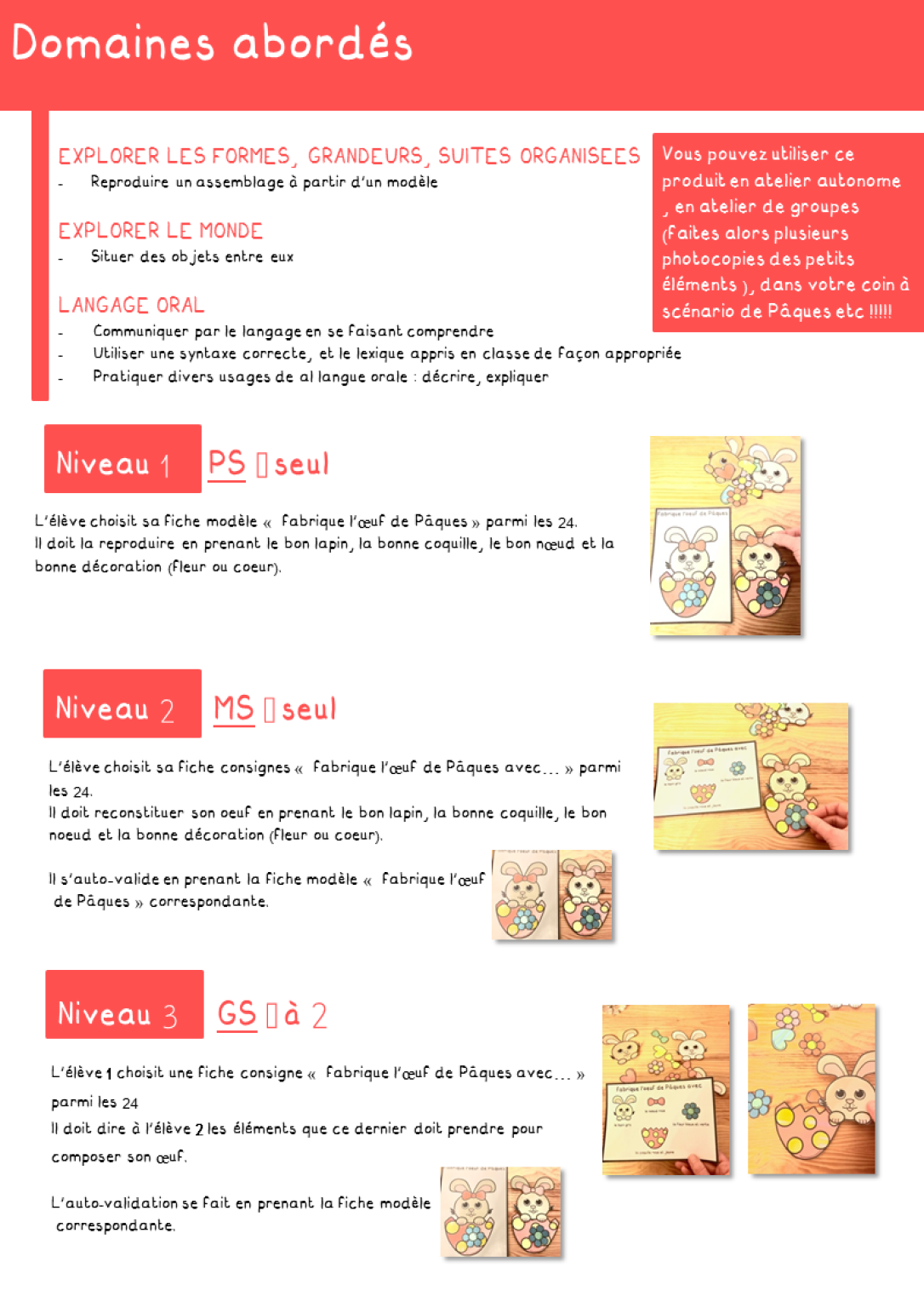 Jeu du lapin de Pâques - Découverte du Monde, Jeux, Mathématiques ...