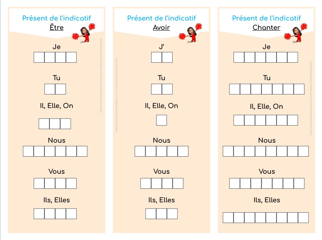 Le présent de l'indicatif : cartes à compléter - Etude de la Langue CE1 ...