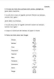 Fichier lecture compréhension sur le printemps - Lecture CE1, CP - La ...