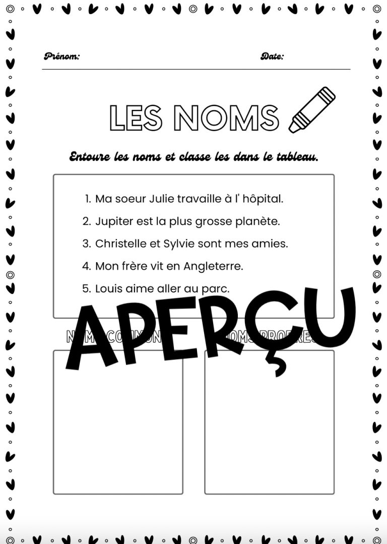 Nature des mots Classe grammaticale - Etude de la Langue CE2, CM1, CM2 ...