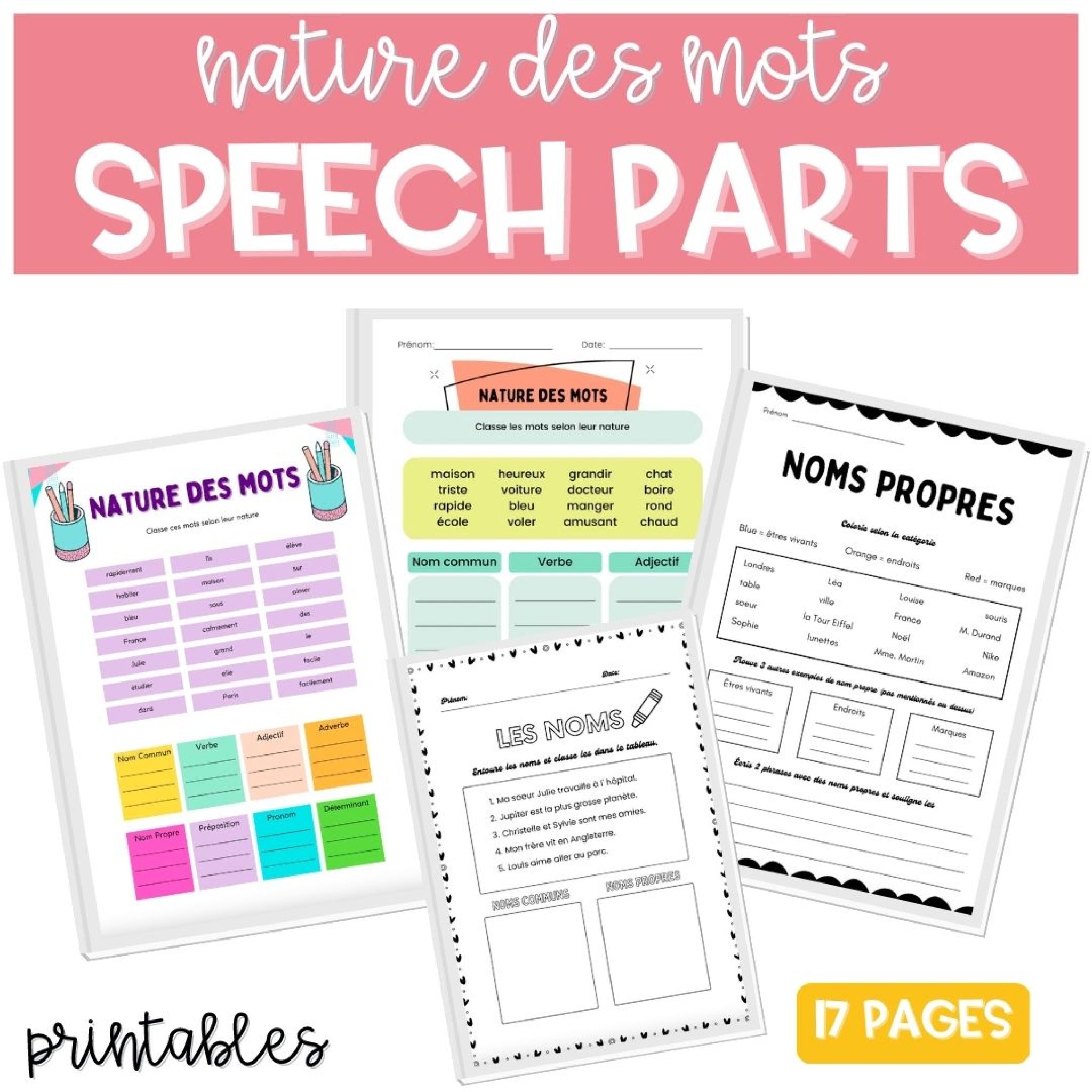 Nature des mots Classe grammaticale - Etude de la Langue CE2, CM1, CM2 ...
